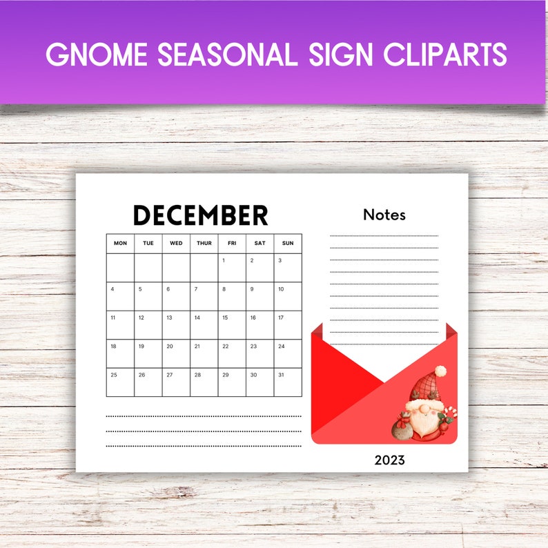 2023 Calendar Printable Gnome 2023 Calendar 2023 Calendar - Etsy