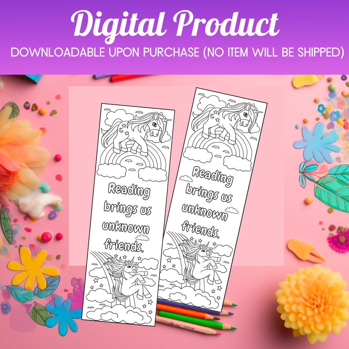 Unicorn Coloring Bookmarks Printable Unicorn Coloring Bookmarks for ...