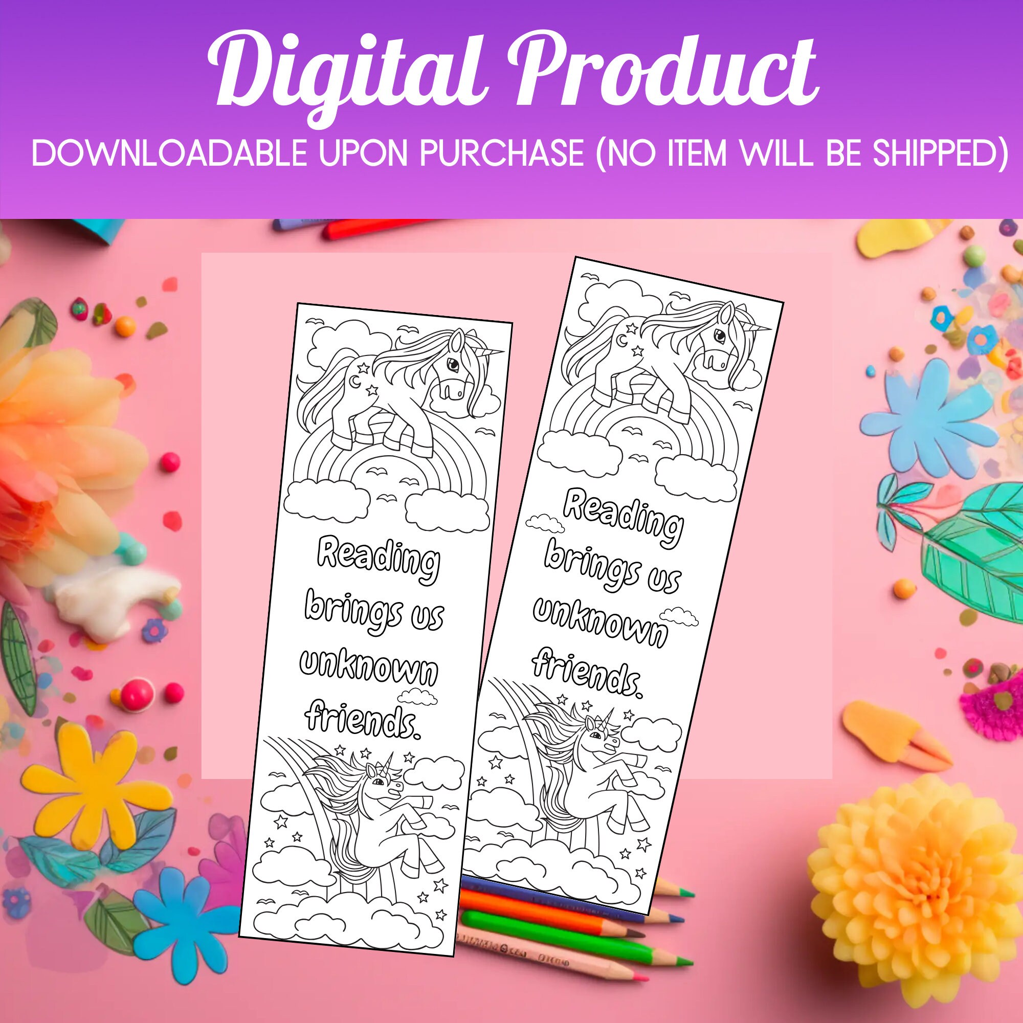 Unicorn Coloring Bookmarks Printable Unicorn Coloring Bookmarks for ...