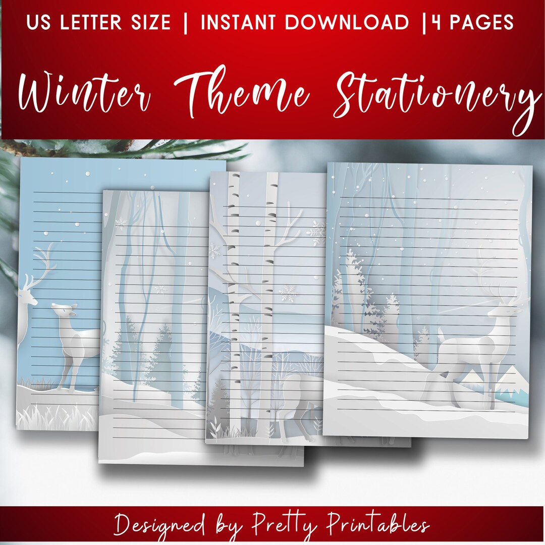 Winter Stationary Printable Christmas Stationery Printable - Etsy