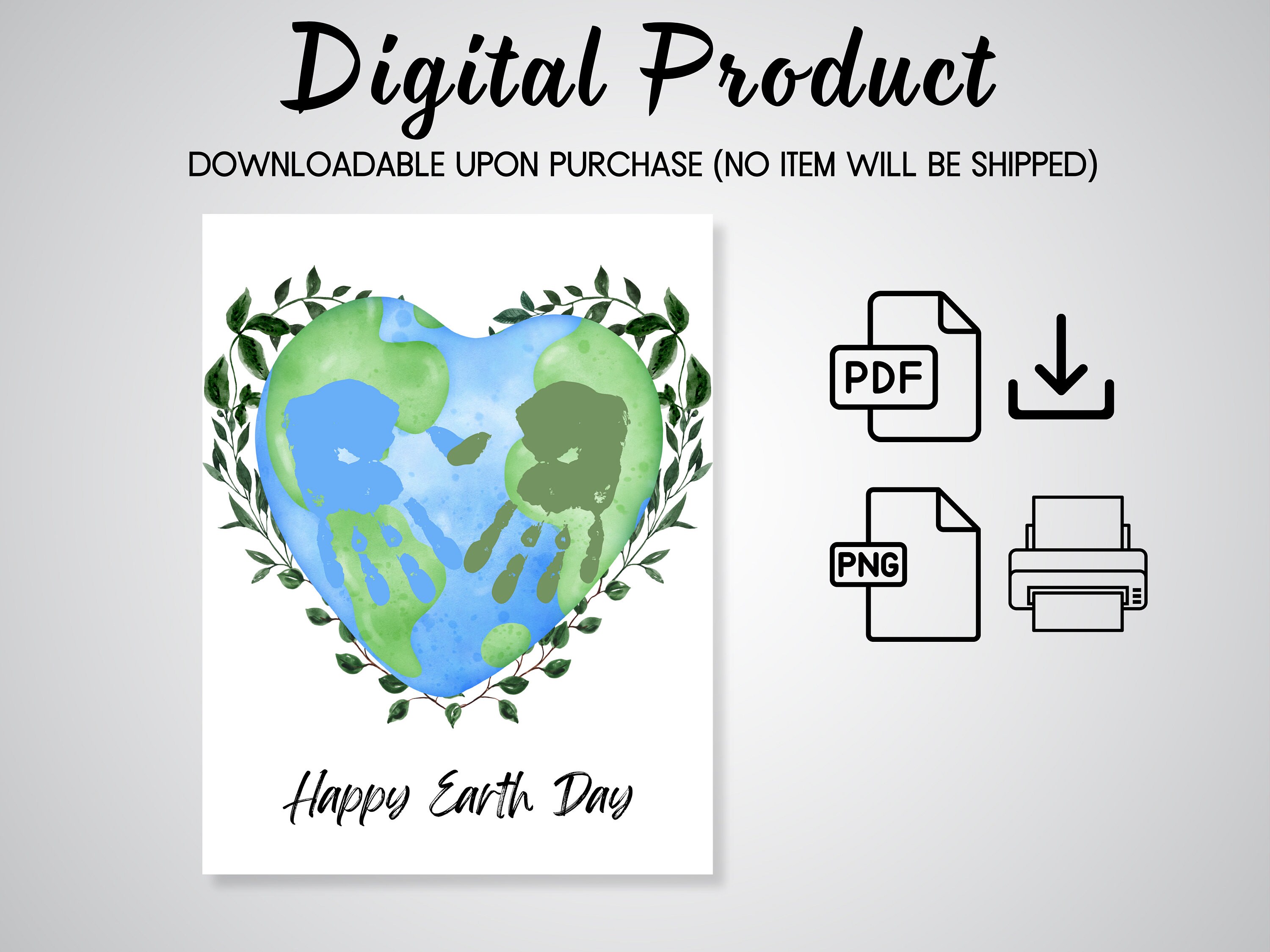 Printable Earth Day Handprint Art Craft Happy Earth Day Gift World ...
