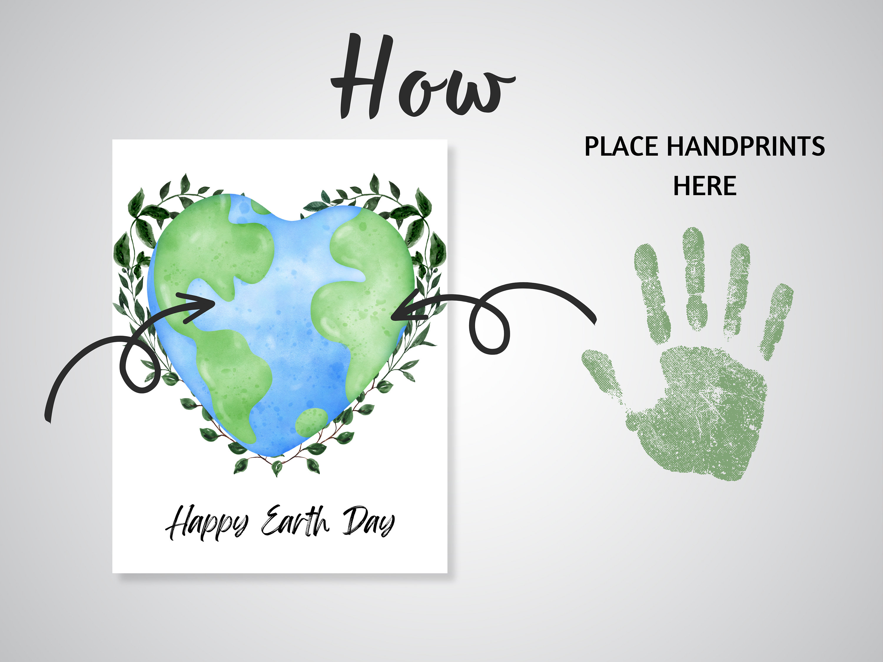 Printable Earth Day Handprint Art Craft Happy Earth Day Gift World ...