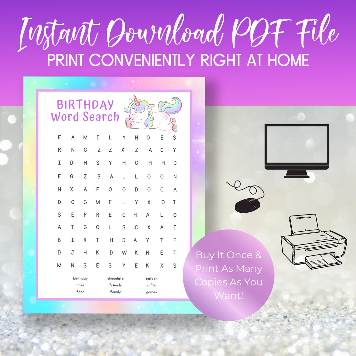 Printable Unicorn Party Games Unicorn Games Birthday Party Unicorn ...