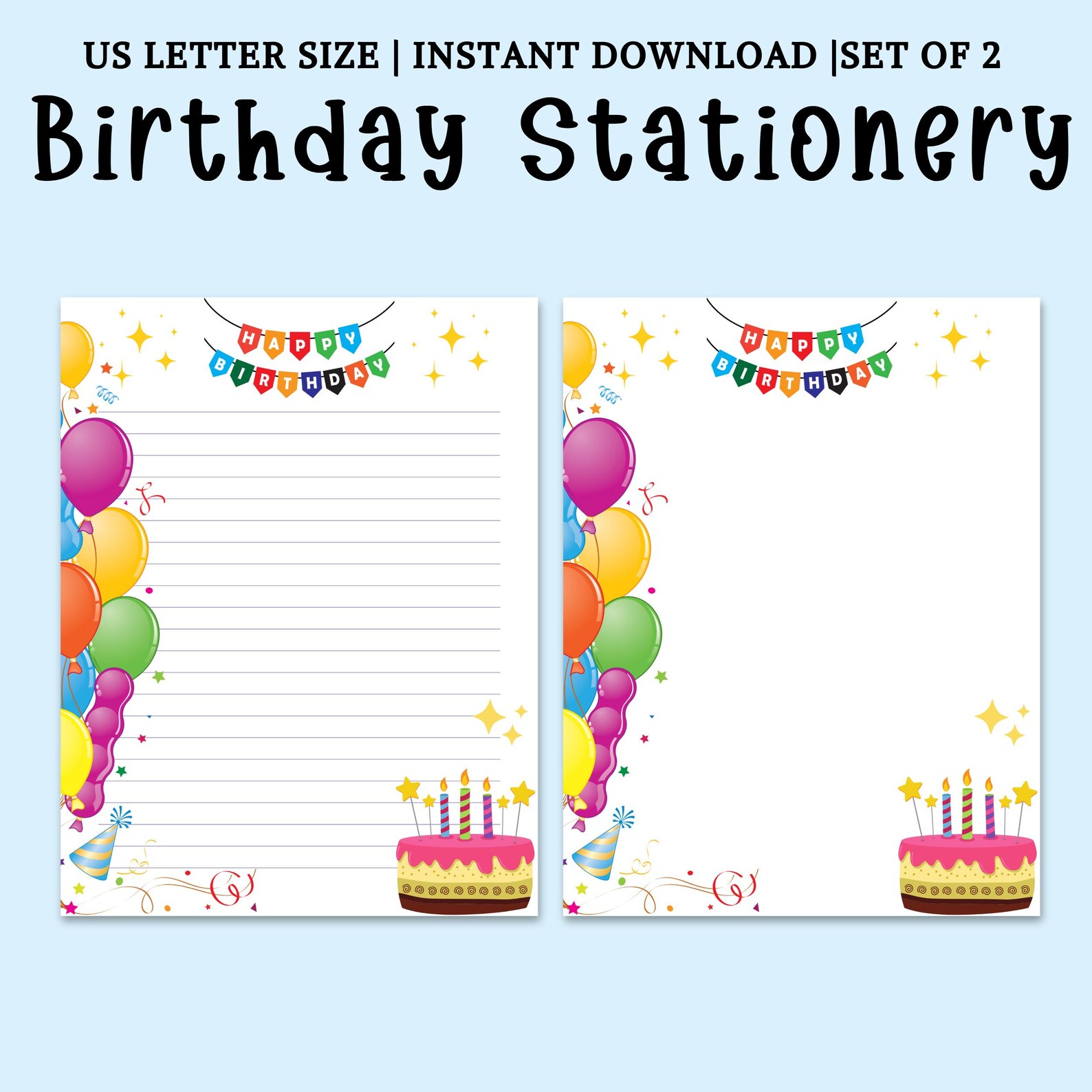 Printable Happy Birthday Stationary, Birthday Stationery Letter Writing ...