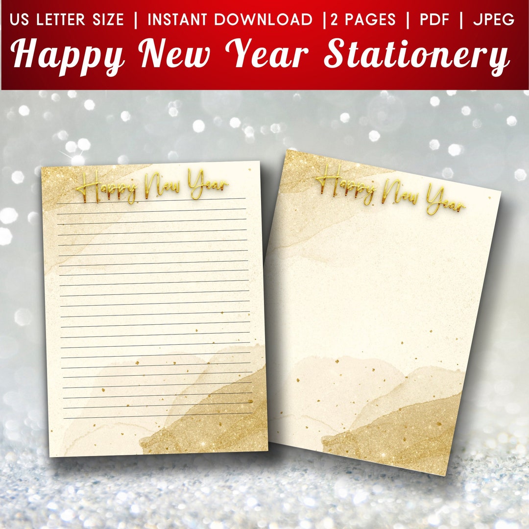 Printable Happy New Year Stationery Holiday Stationary New Years Eve ...