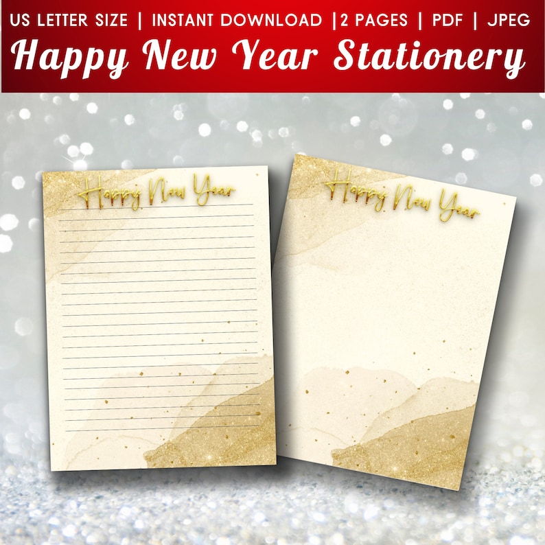 Printable Happy New Year Stationery Holiday Stationary New Years Eve ...