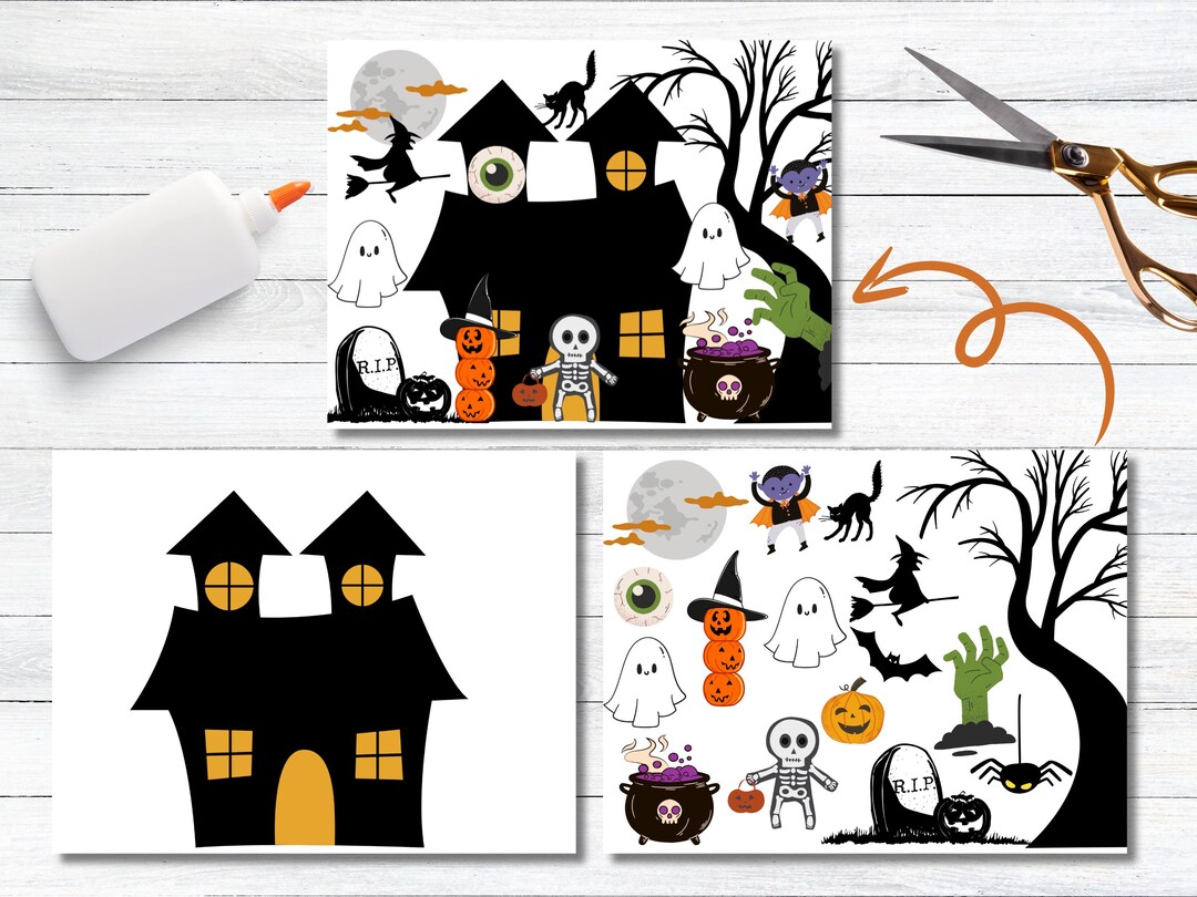 Halloween Cut and Glue Craft Halloween Cut and Paste Activity Build ...