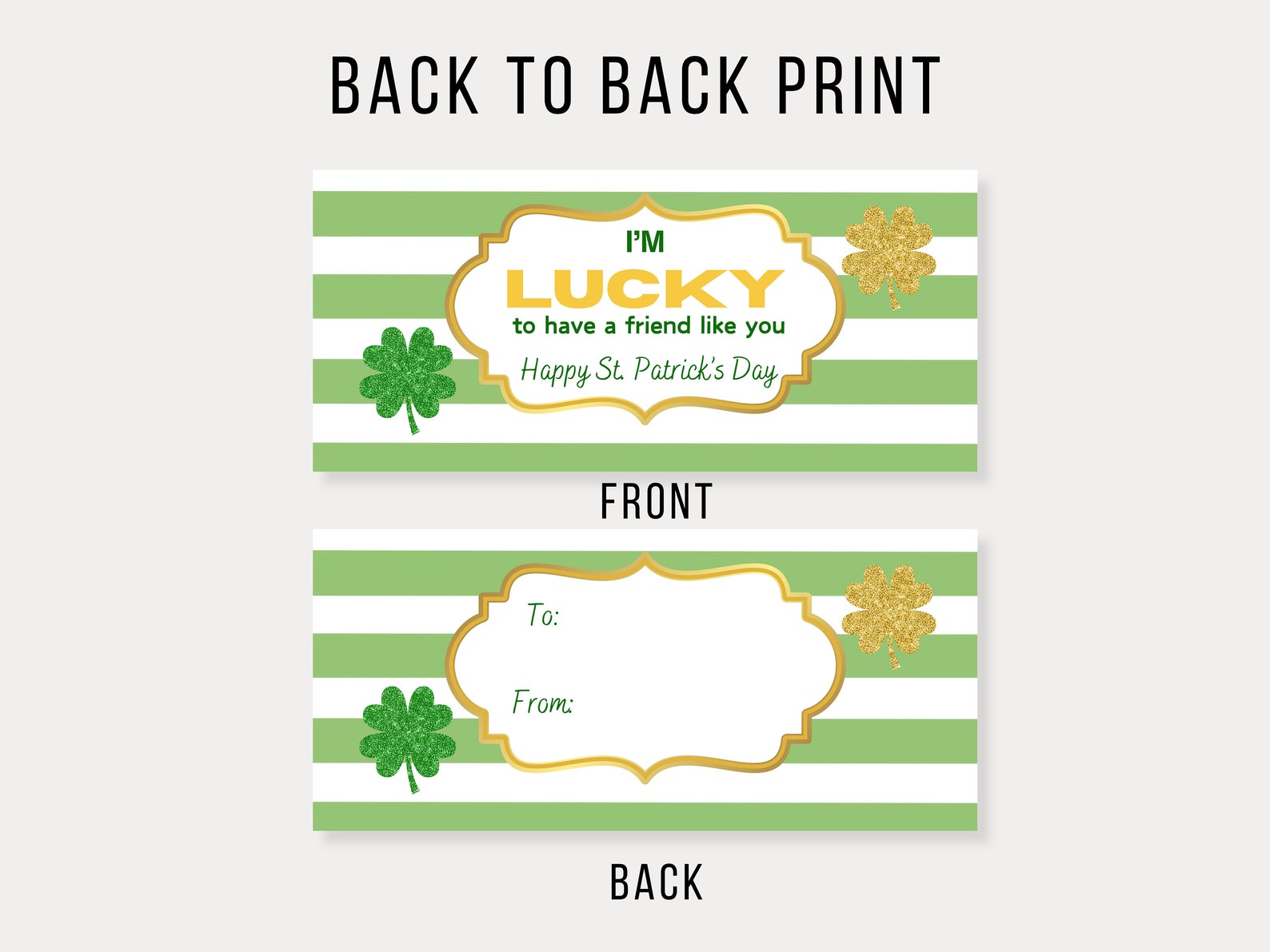 Printable St Patricks Day Treat Topper Bag Lucky Green Shamrock Class ...