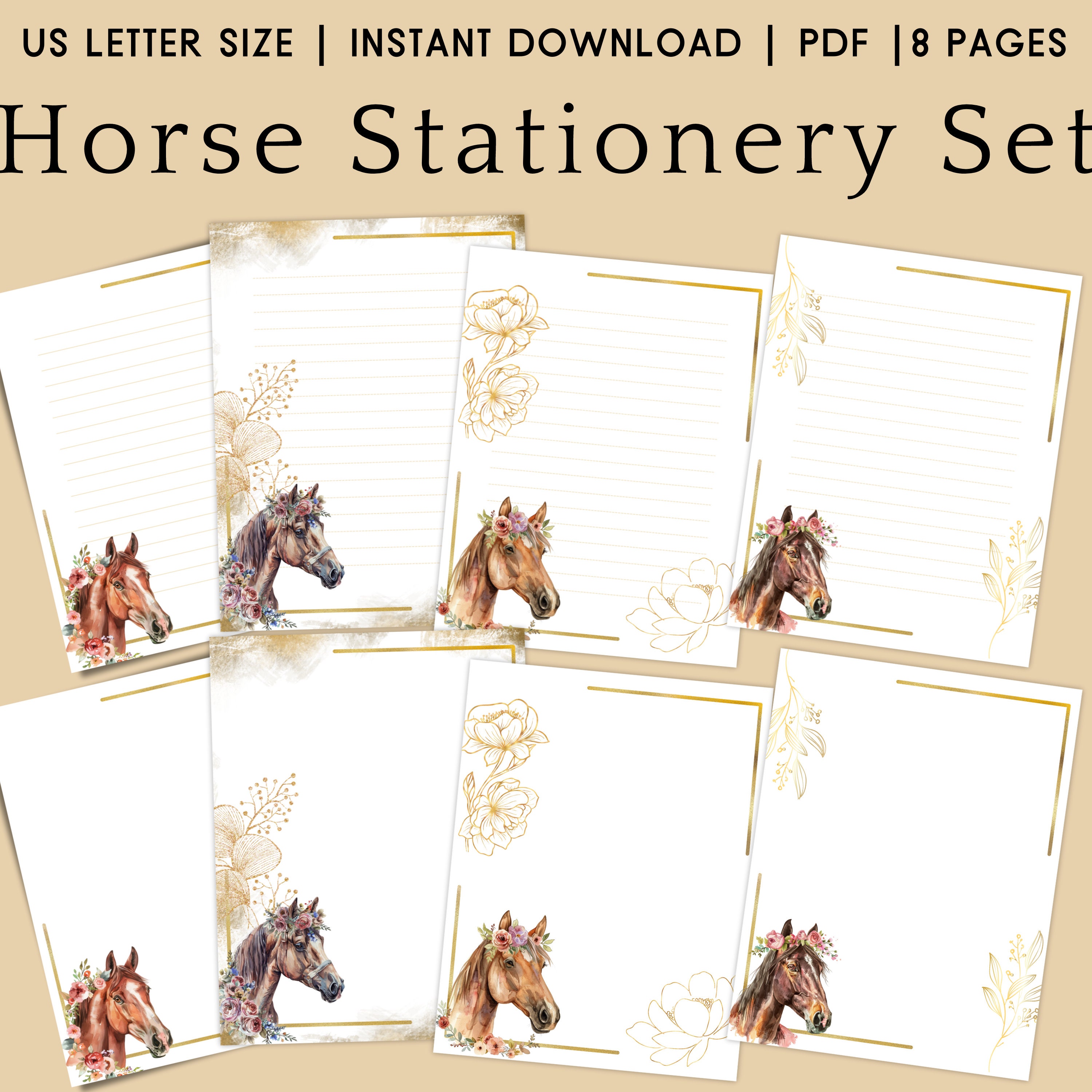 Horse Stationary Printable Horse Stationery Animal Stationery Pony ...