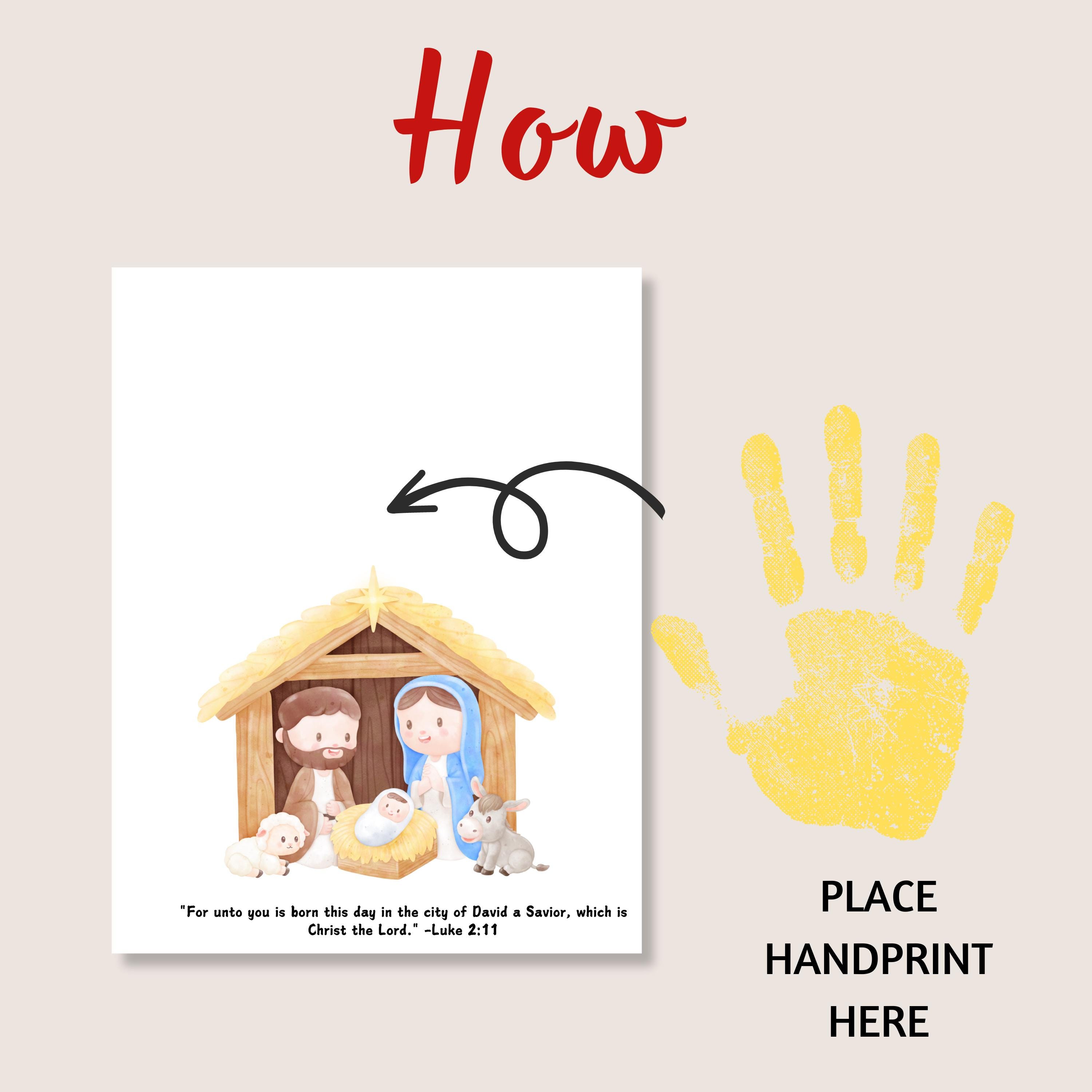 Nativity Handprint Craft Printable Christmas Manger Handprint Art DIY ...