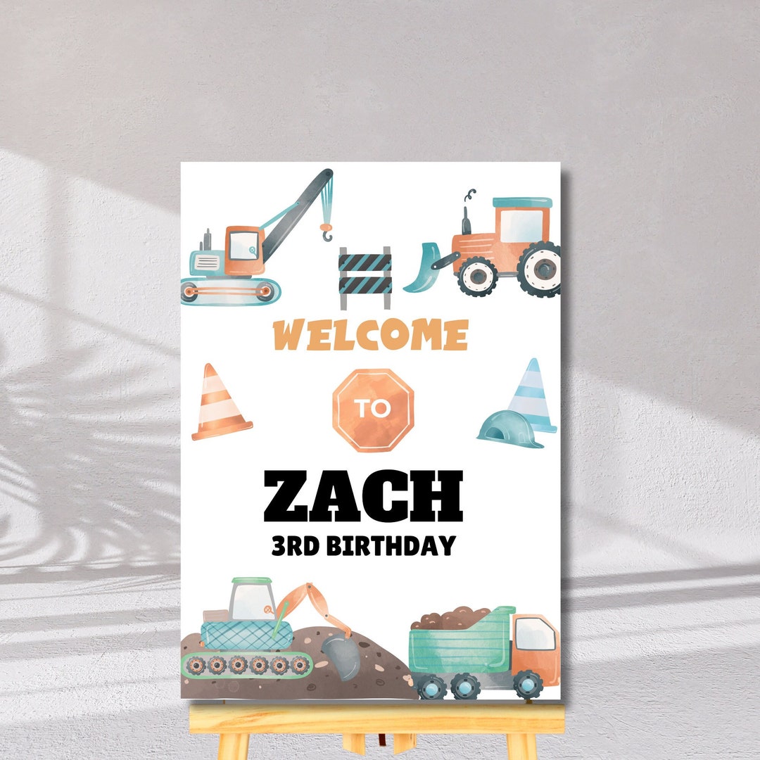 Editable Construction Birthday Welcome Sign Construction Party ...