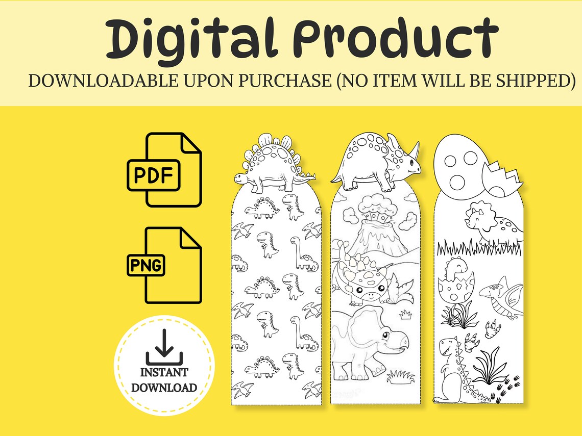 Dinosaur Coloring Bookmarks With Toppers Dino Printable Dinosaurs ...