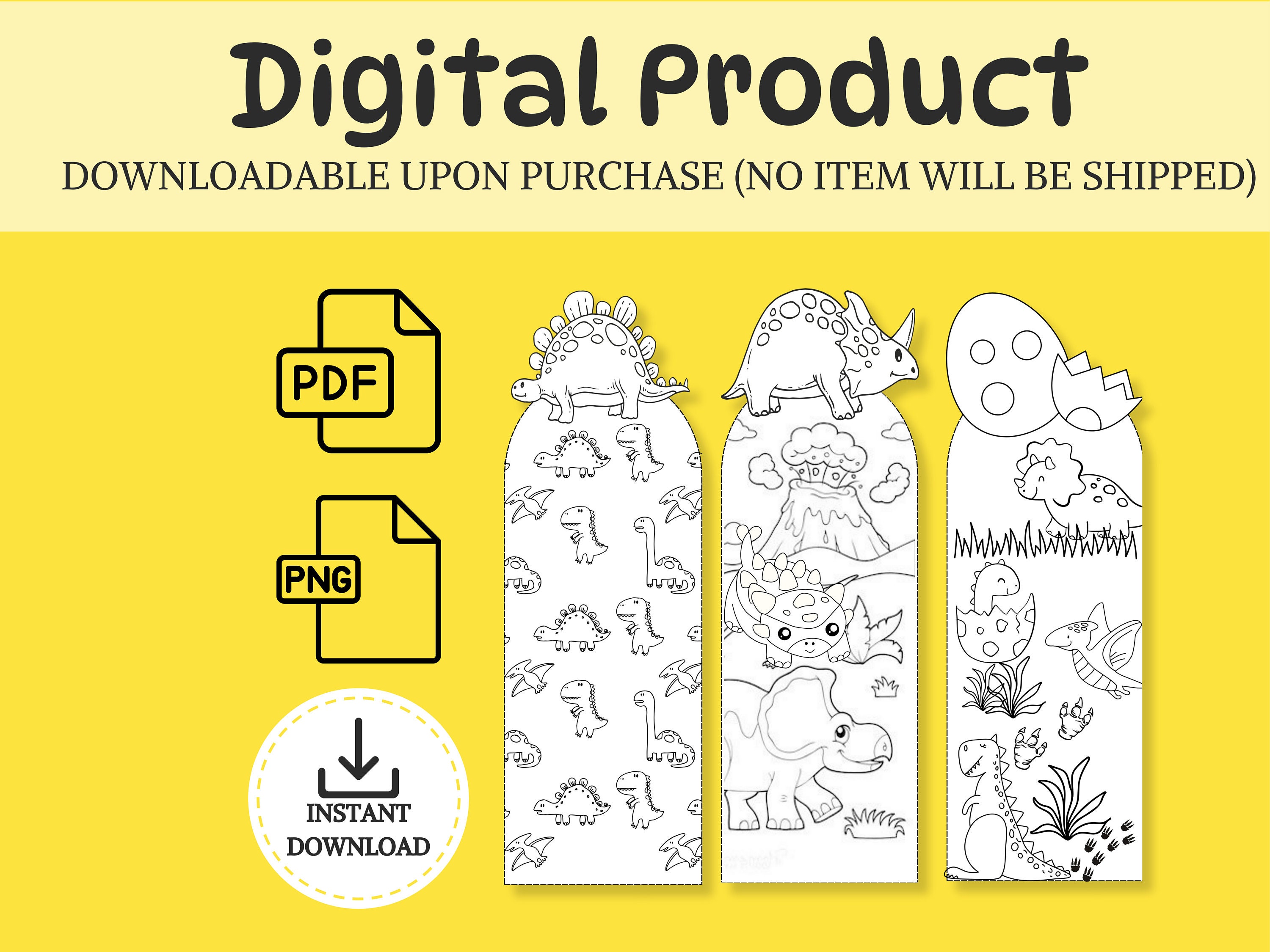 Dinosaur Coloring Bookmarks With Toppers Dino Printable Dinosaurs ...