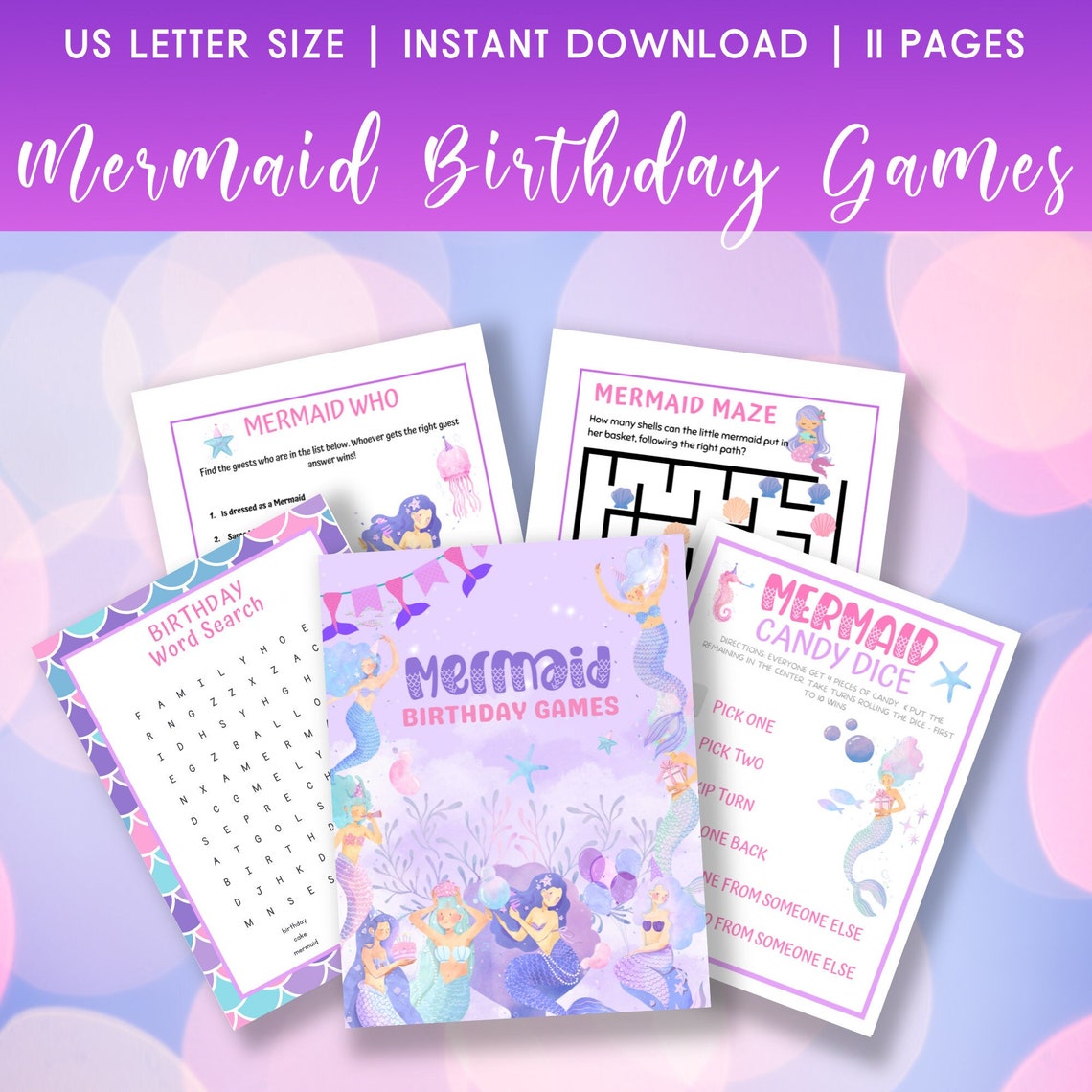 Mermaid Games Bundle Mermaid Birthday Games Mermaid Party Games Mermaid ...