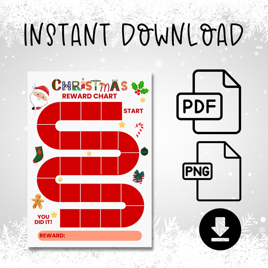 Christmas Reward Chart for Kids Christmas Routine Chart Santa Printable ...
