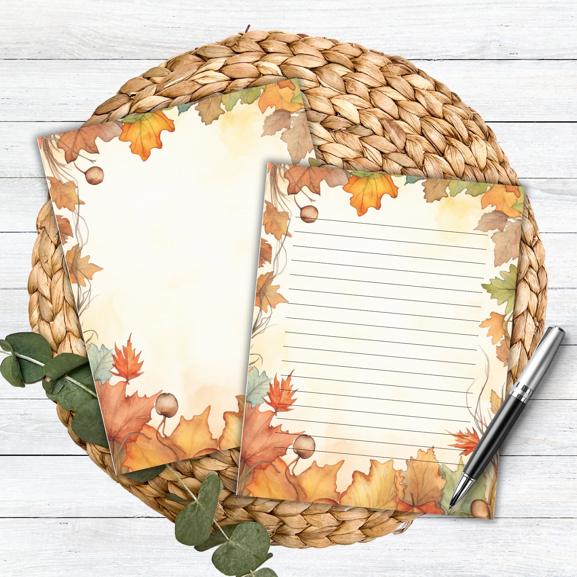 Fall Stationery Set Letter Writing Autumn Stationery Printable - Etsy