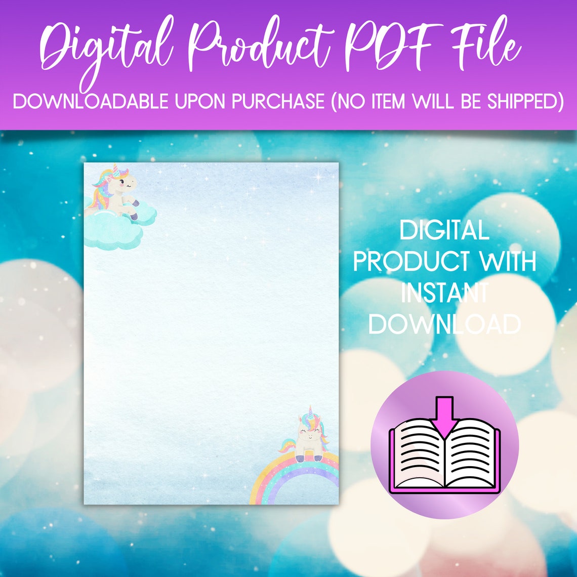 Unicorn Stationary Printable Stationery Set Stationery Paper Writing ...