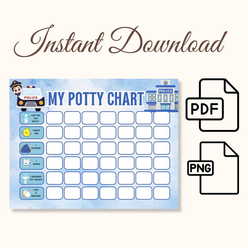Police Potty Chart for Boy Toilet Training Chart Kids Potty Chart ...