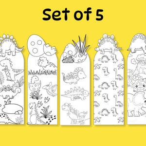 Dinosaur Coloring Bookmarks With Toppers Dino Printable Dinosaurs ...