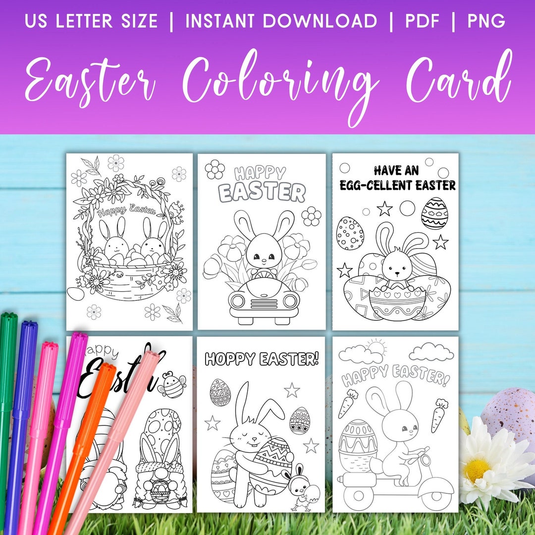 Teachers Printable Easter Coloring Cards Easter Coloring Pages for Kids ...