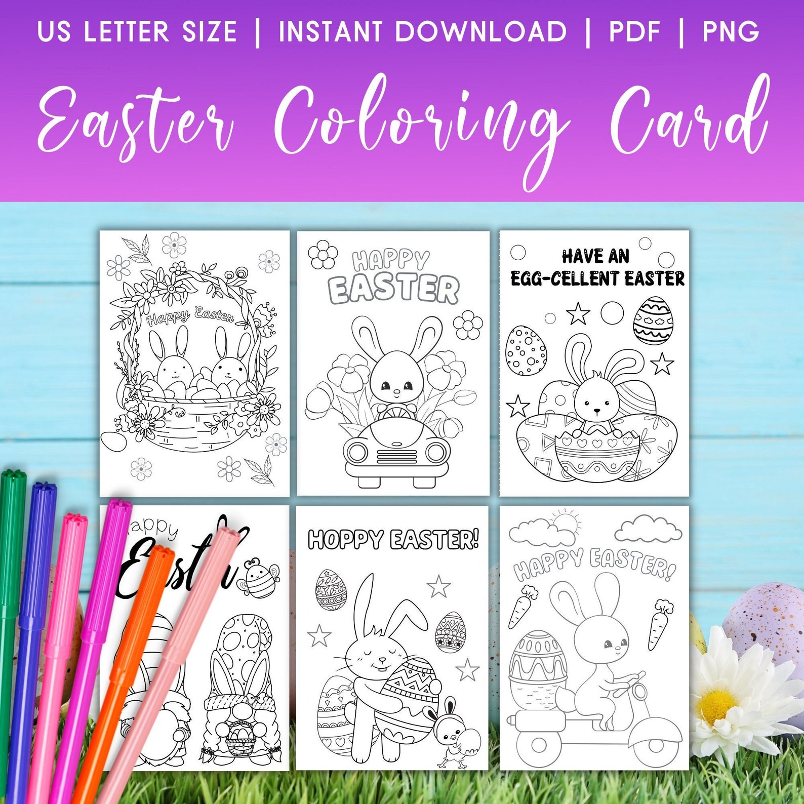 Teachers Printable Easter Coloring Cards Easter Coloring Pages for Kids ...