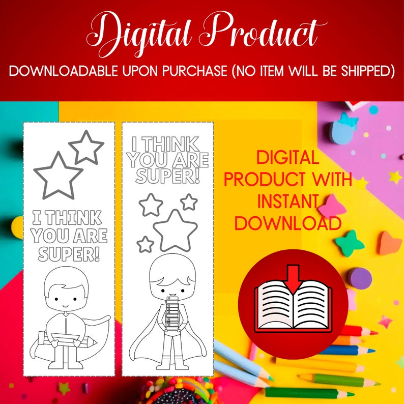 Superhero Party Favors Favor Tags Superhero Coloring Bookmarks for Kids ...