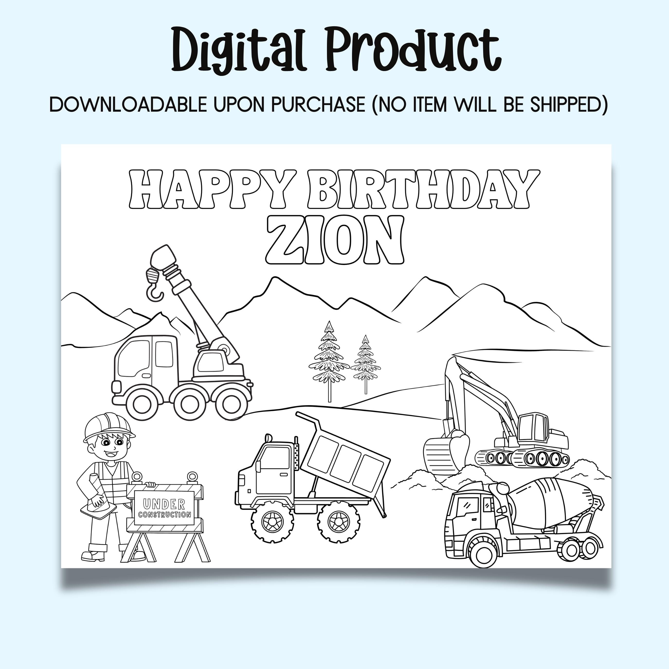 Custom Dump Truck Coloring Page for Birthday Activity Construction ...