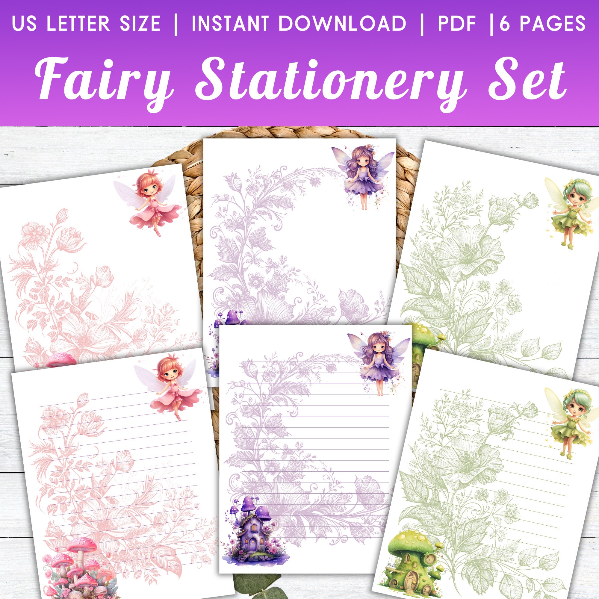 Fairy Stationery Notepad Fairytale Writing Paper Flower Stationery Set ...