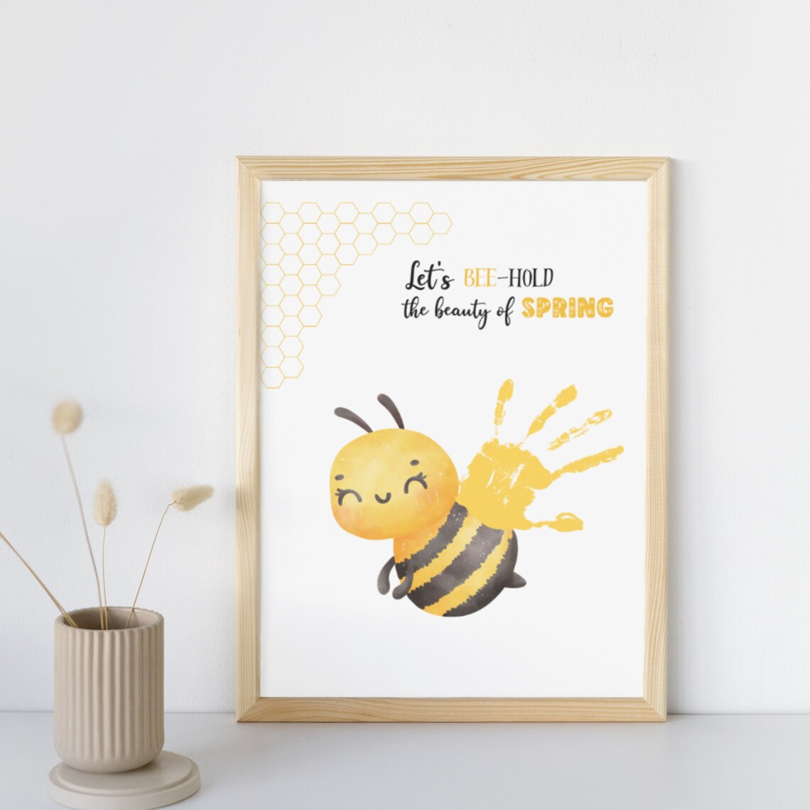 Bee Handprint Craft Art Printable Spring Insect Cute Honey Bee ...