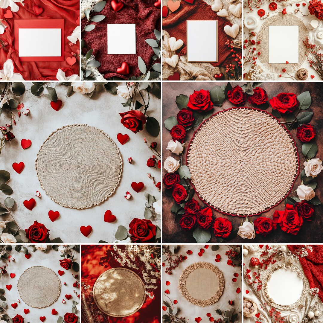 Valentines Bohemian Theme Flat Lay Mockup Backgrounds Boho Valentines ...