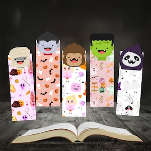 Bookmarks for Kids Zombie Mummy Vampire Frankenstein Halloween Bookmark ...