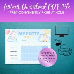 Potty Training Chart Boy Potty Training Chart Printable - Etsy