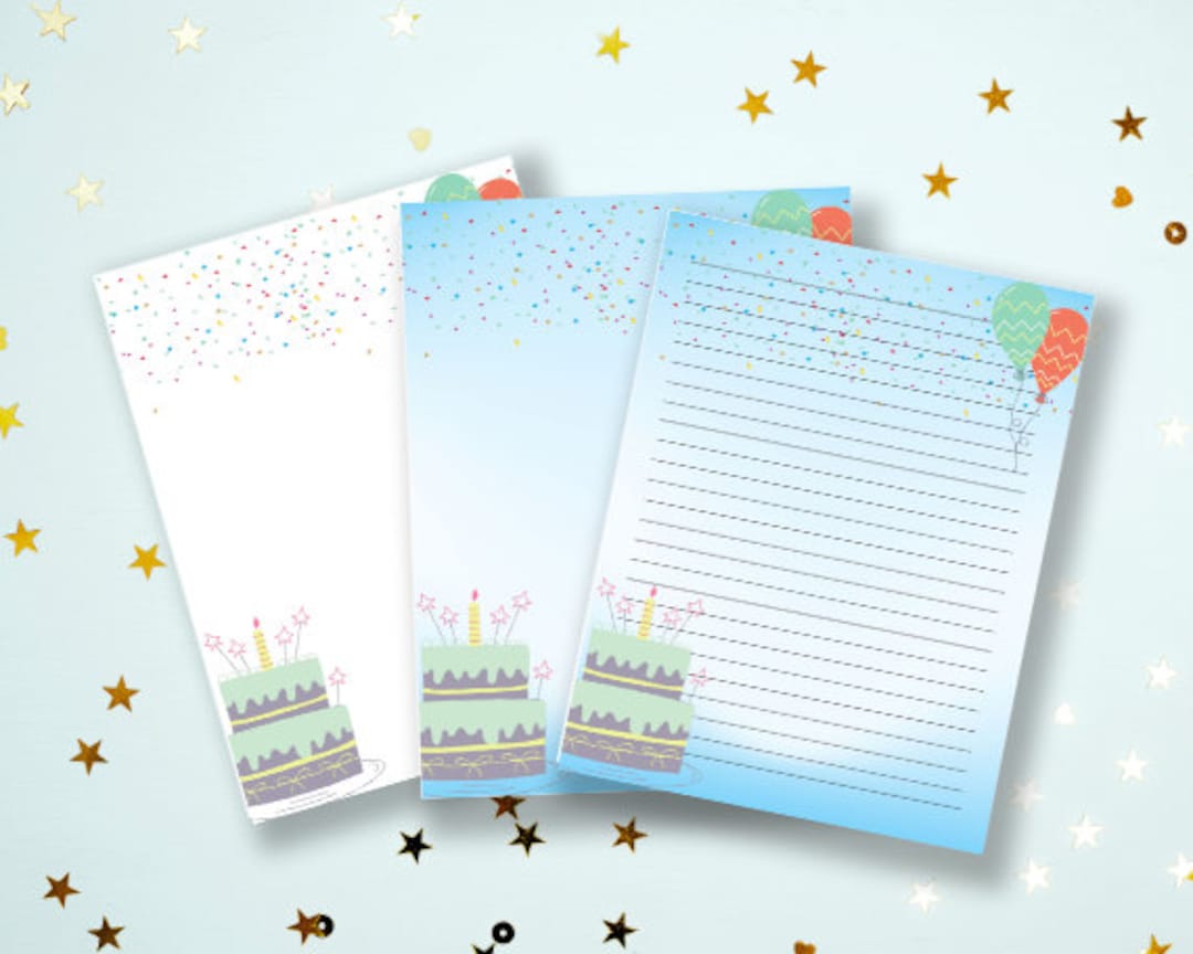 Birthday Stationery, Printable Stationery, Birthday Gifts, Birthday ...