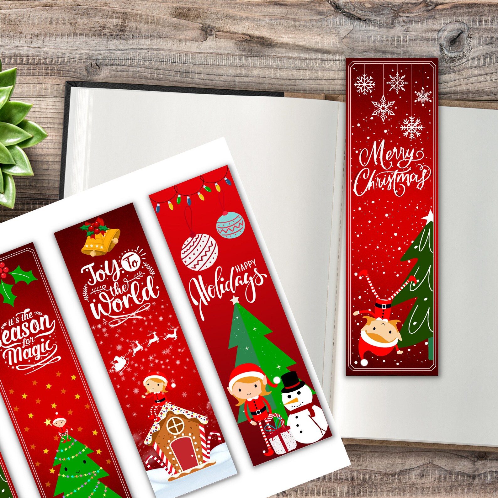 Christmas Bookmarks Printable, Elf Bookmarks Set, Christmas Gift ...