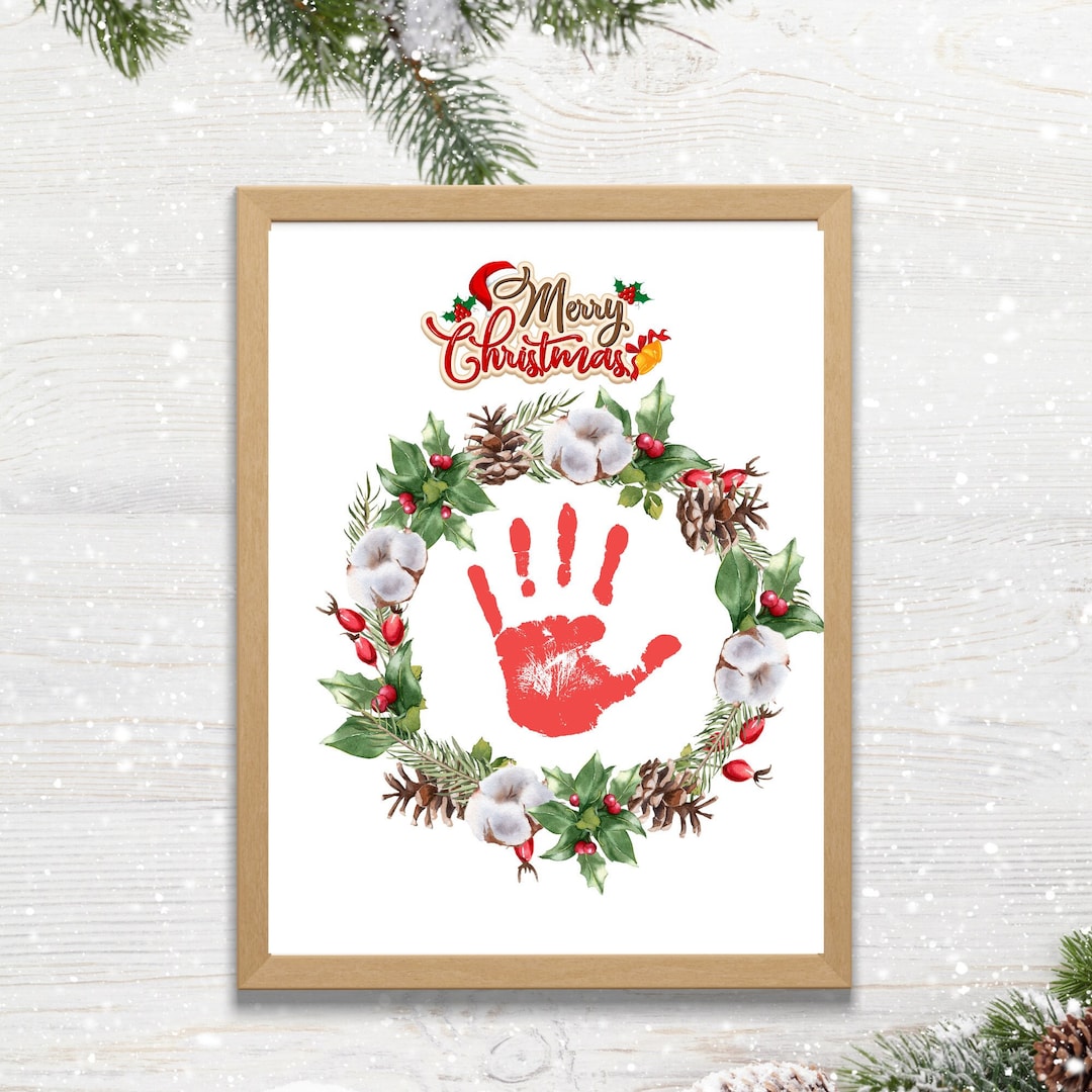 Christmas Handprint Craft Printable Christmas Wreath Handprint Art DIY ...