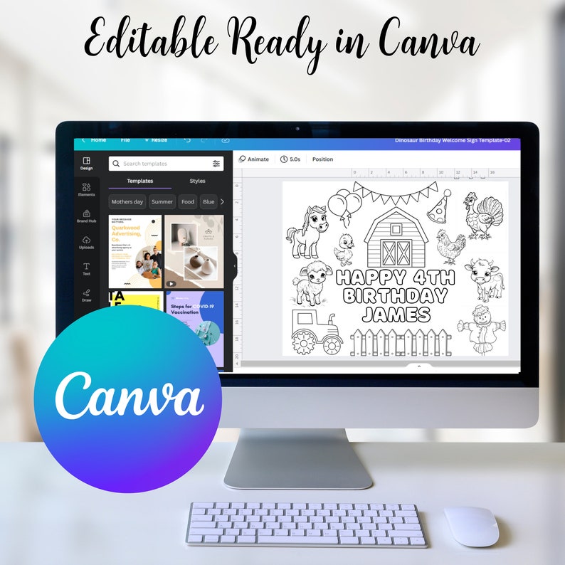 Editable Farm Birthday Coloring Farm Coloring Page Farm Personalized ...