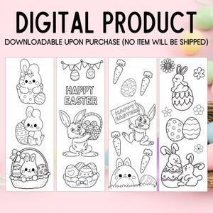 Easter Coloring Bookmark Easter Bunny Egg Coloring Favors Teacher Gift ...