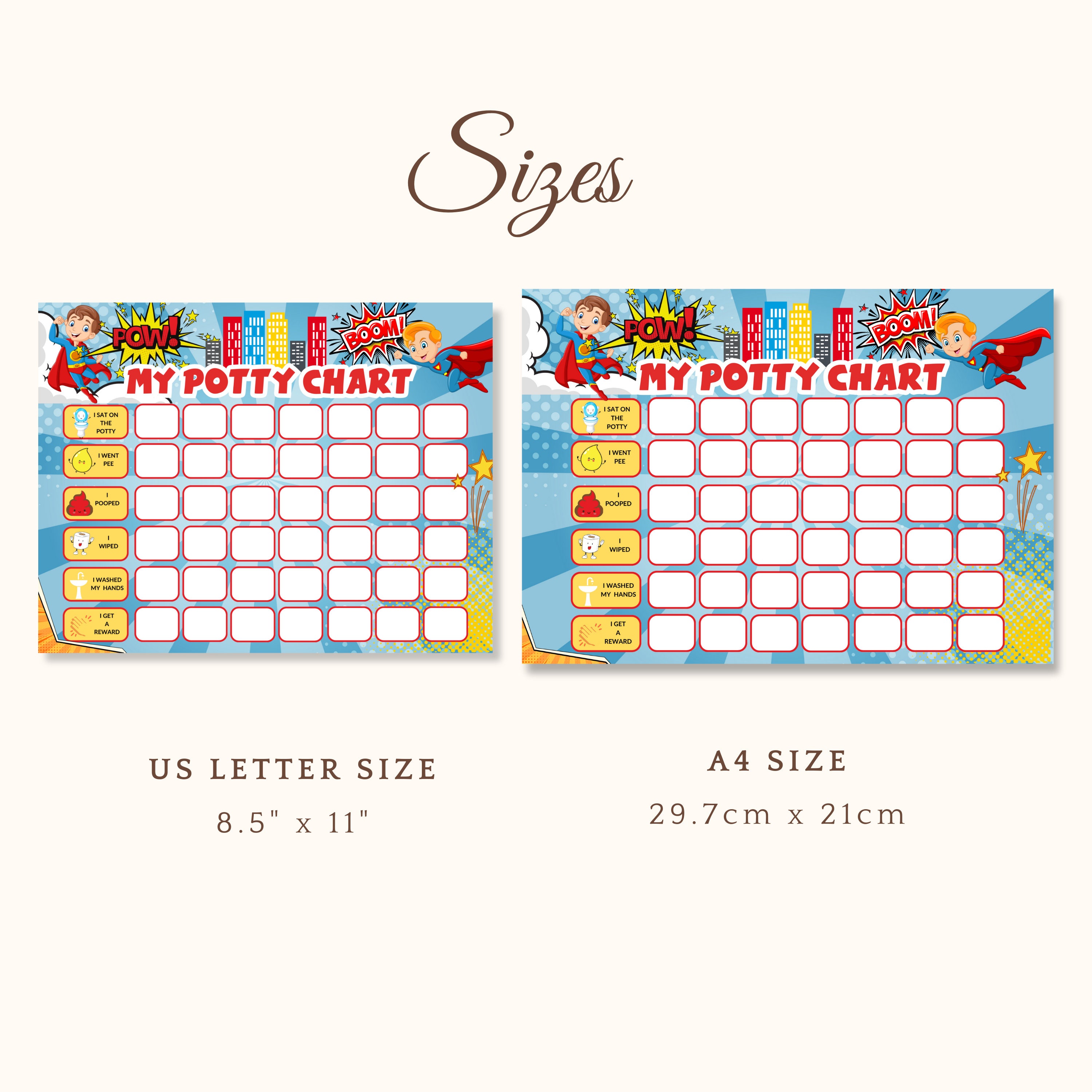 Superhero Potty Chart for Boys Toilet Training Chart Potty Chart ...