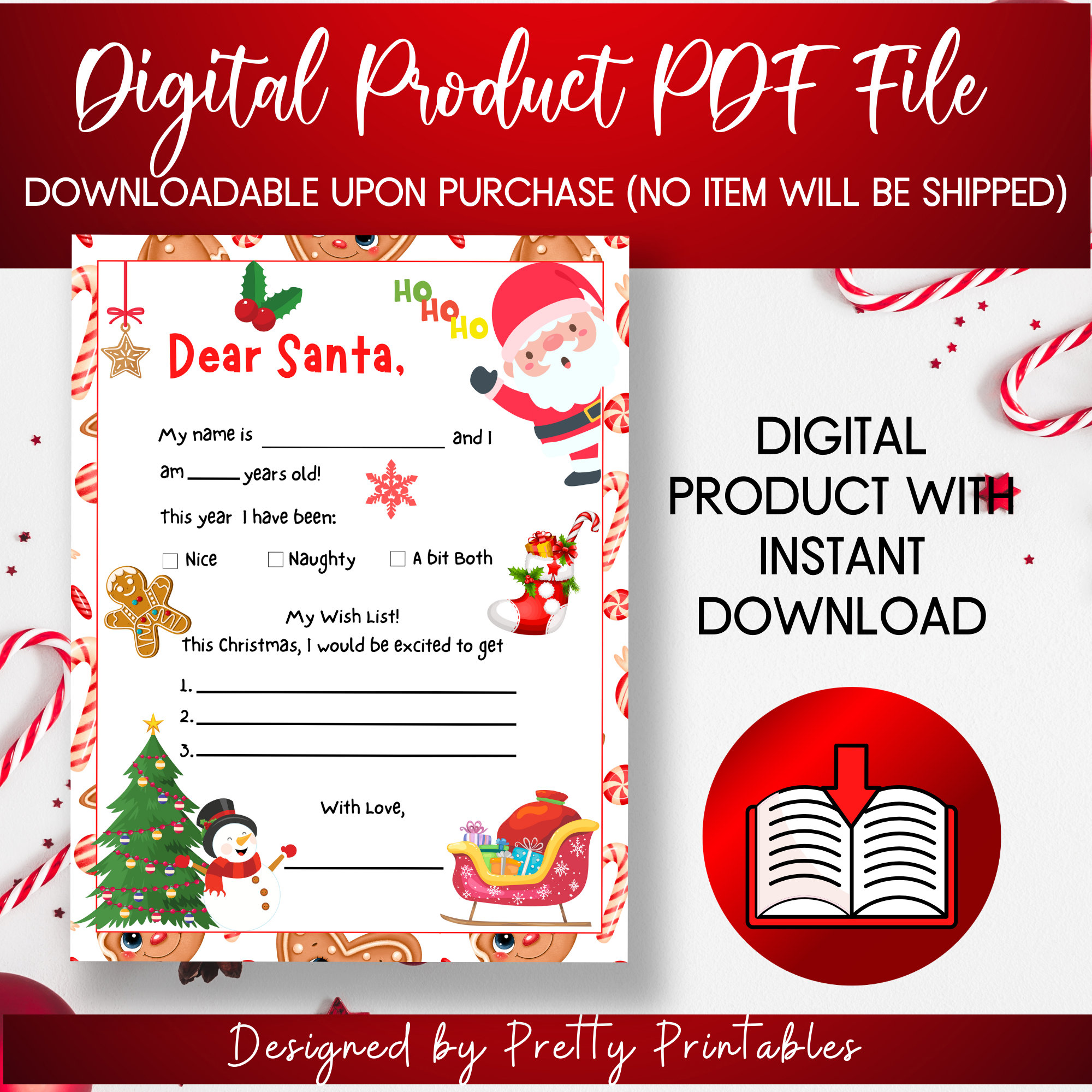 Letter to Santa Coloring Page Christmas Wish List Printable - Etsy