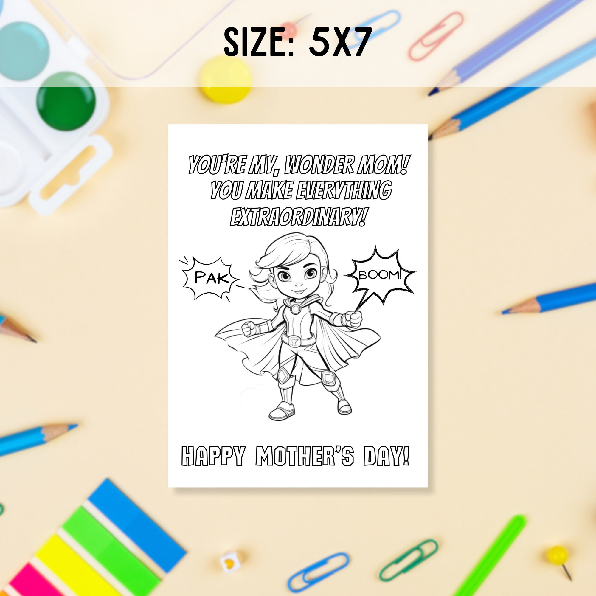 Mothers Day Coloring Card Printable Mothers Day Card for Kids Coloring ...