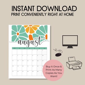 Printable 2025 Floral Calendar 2025 Wall Floral Calendar Planner ...