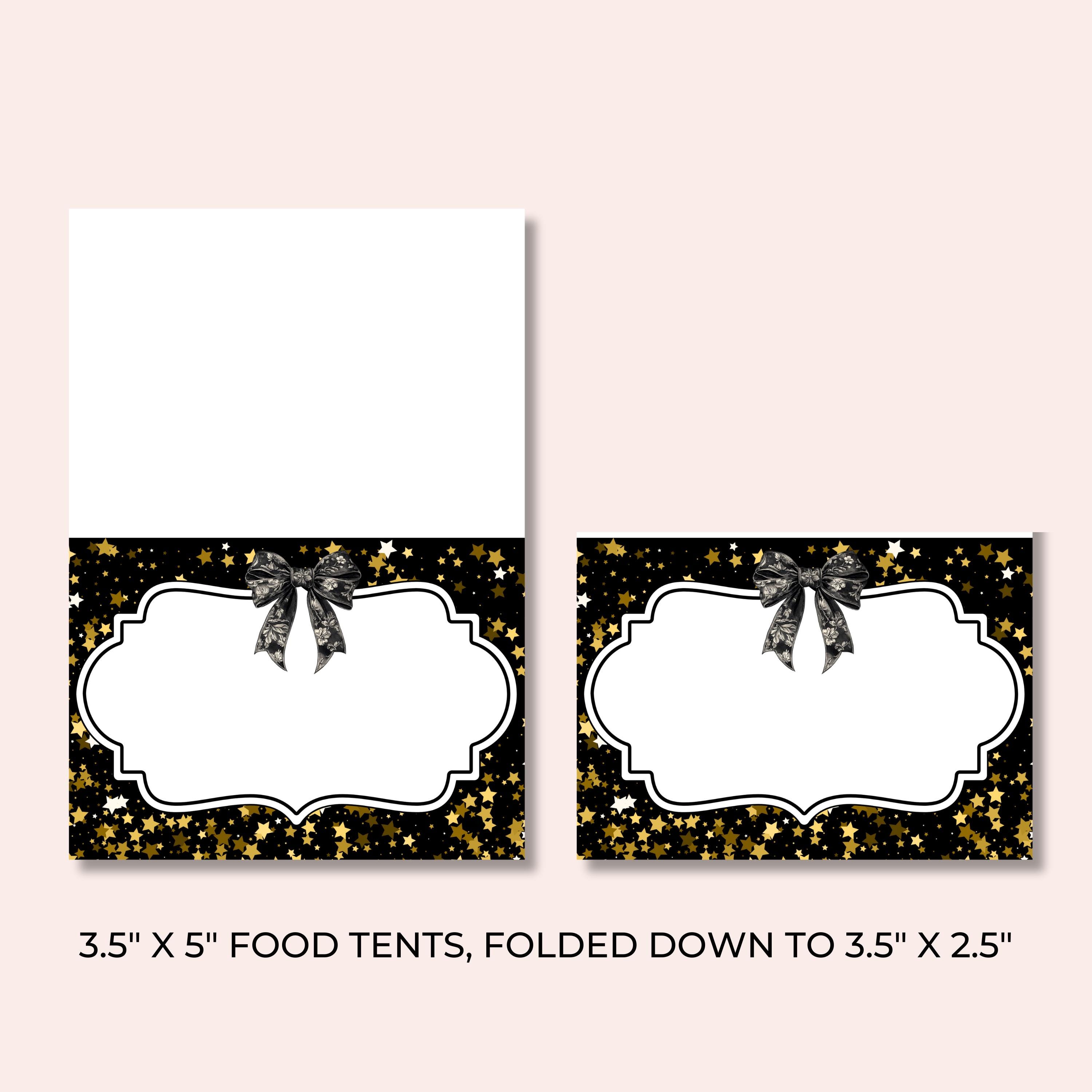 Editable Black Ribbon Party Food Label Black Ribbon Coquette Blank Food ...