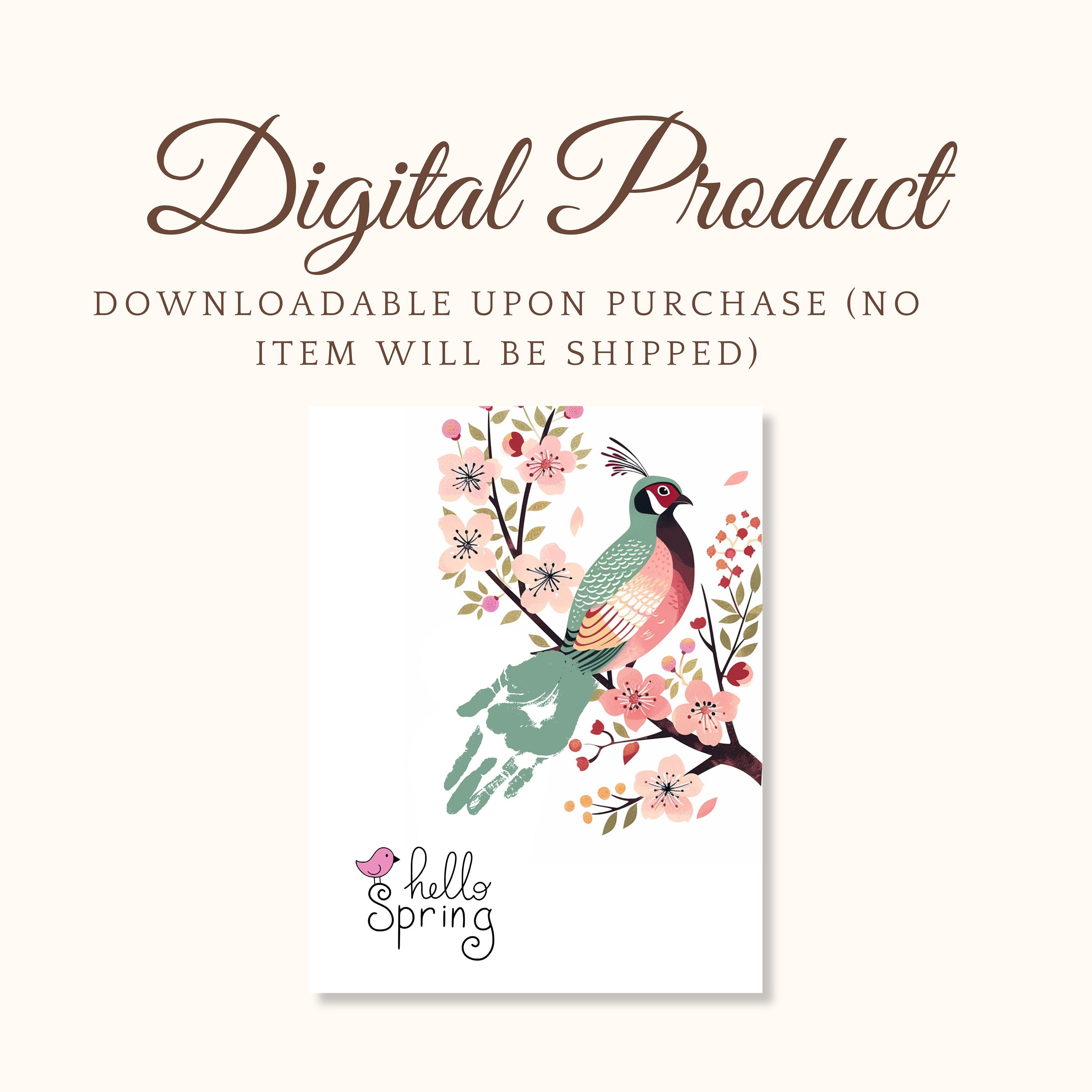 Spring Handprint Craft Art Printable Bird Handprint Tail Springtime ...