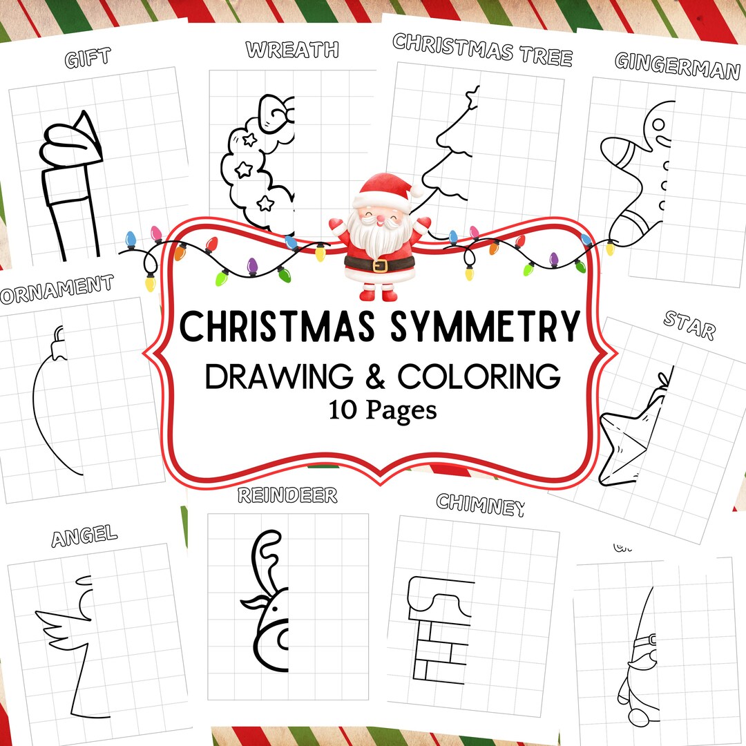 Christmas Symmetry Drawing Coloring Page 30 Fun Math Activity K-3 Gr ...
