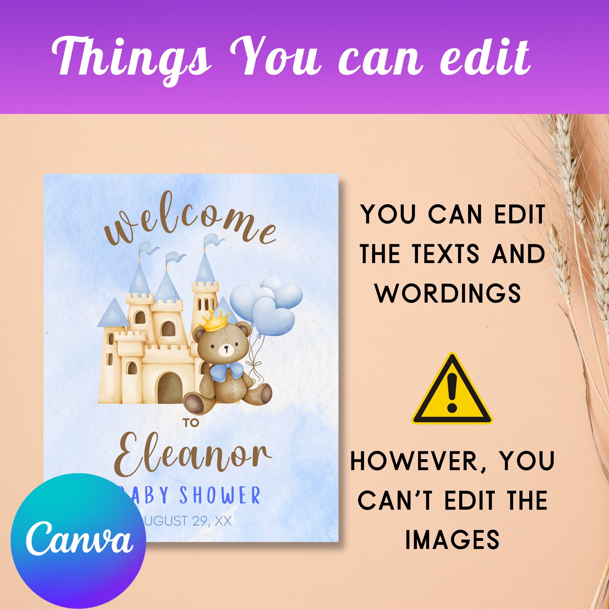 Editable Baby Shower Welcome Sign Boy Baby Shower Welcome Sign Template ...