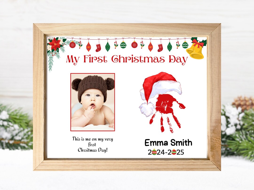 Editable First Christmas Day Handprint Craft Photo Baby Keepsake ...