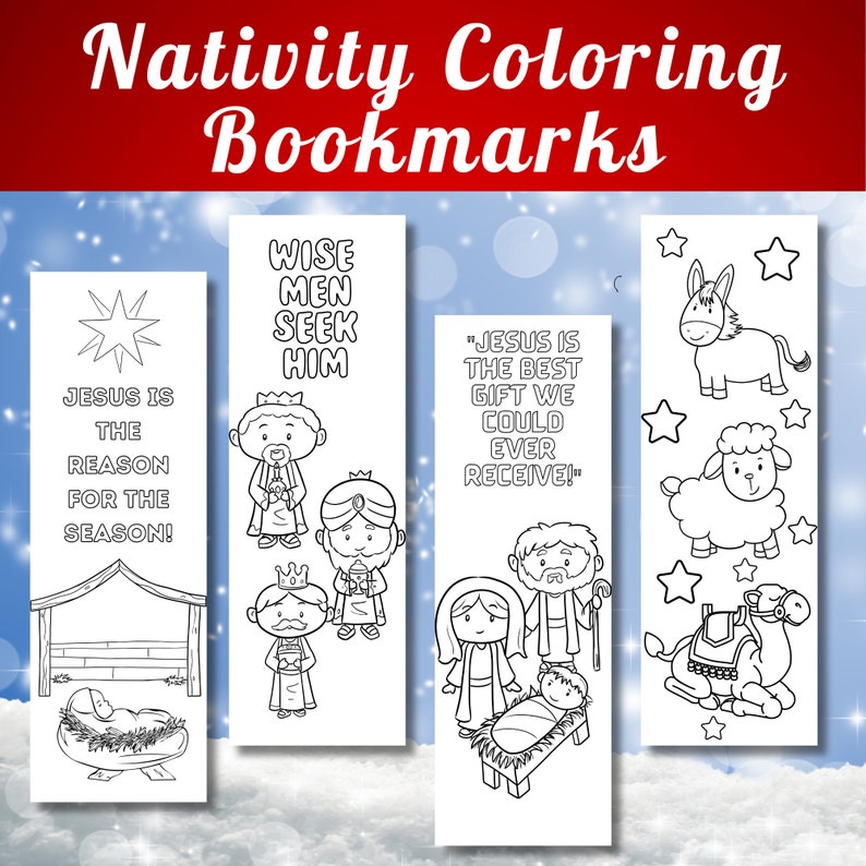Christmas Nativity Coloring Bookmarks for Kids Coloring Pages Classroom ...