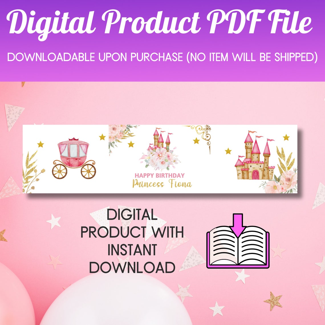 Editable Princess Bottle Water Label Template Princess Birthday Party ...