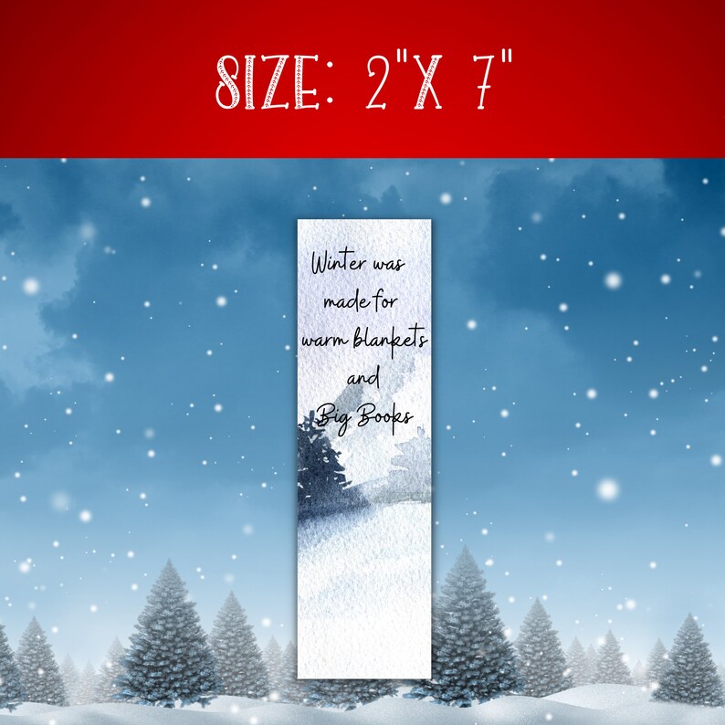 Winter Bookmark Printable Set of 4 Holiday Bookmarks Book Lovers Gift ...