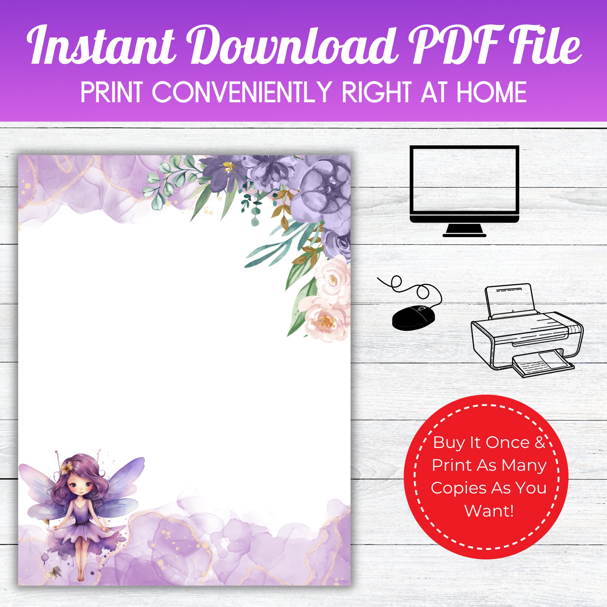 Fairy Stationery Notepad Fairytale Writing Paper Flower Stationery Set ...